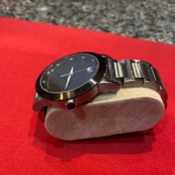 Movado | Accessories | Movado Silver Watch With Black Face | Poshmark